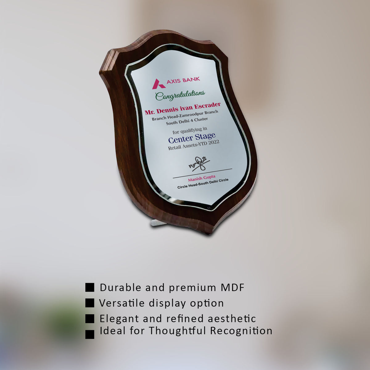Customized MDF Memento With Matter Printed For Corporate Gifting