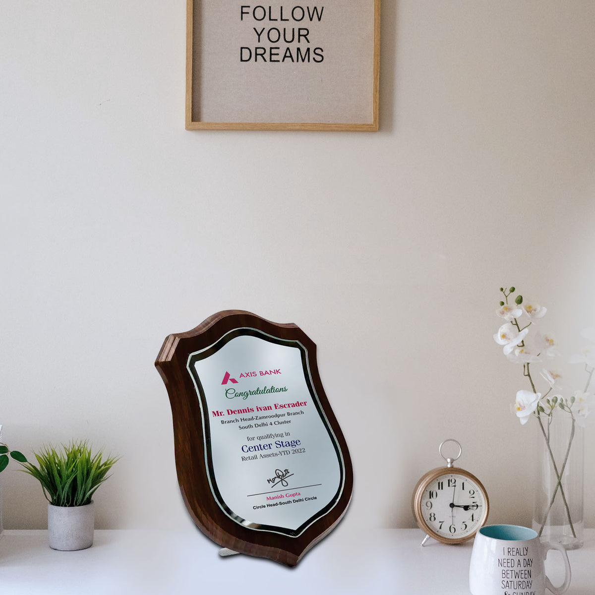 Customized MDF Memento With Matter Printed For Corporate Gifting