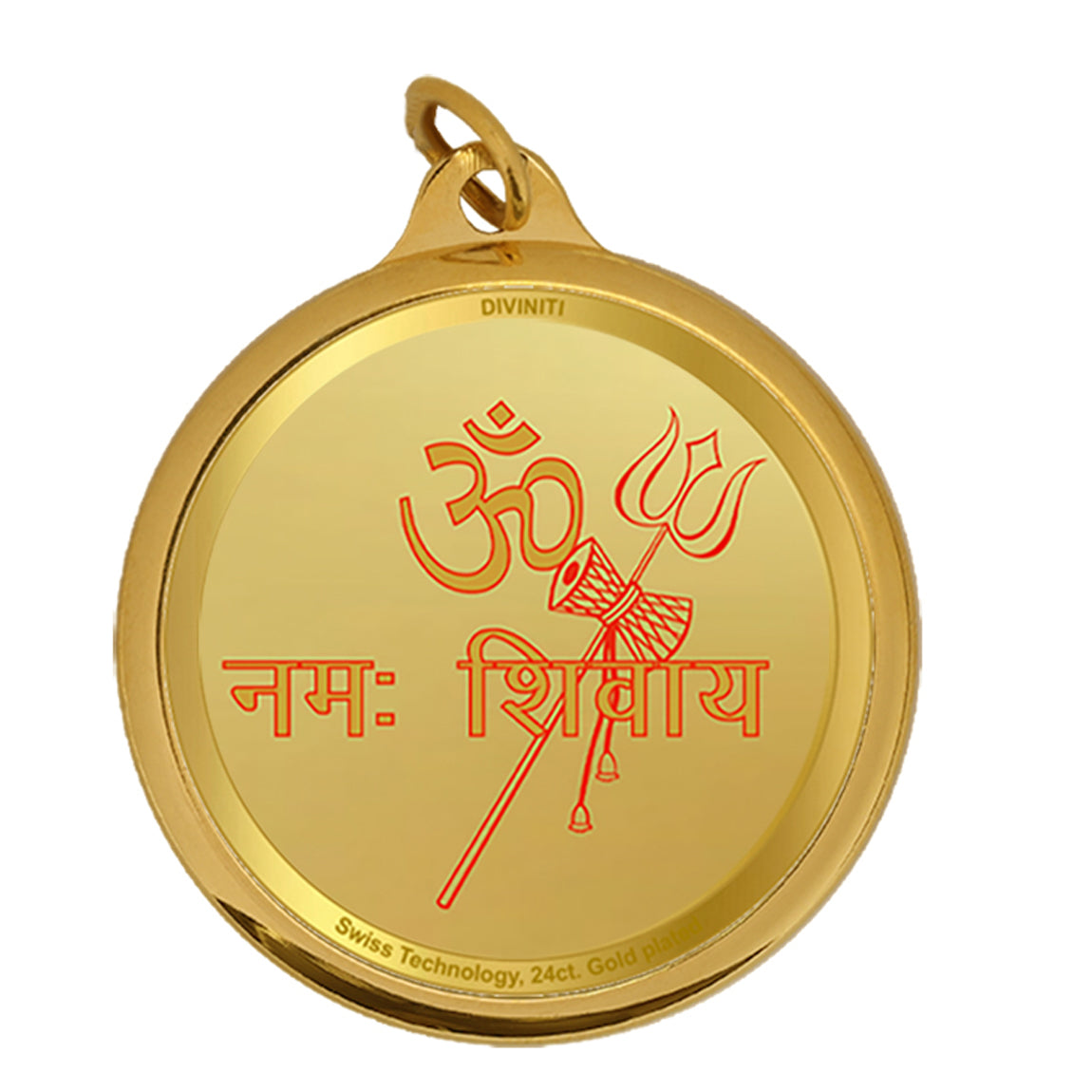 18 mm Gold Plated Pendant SHIVA PARIVAR & OM - Diviniti