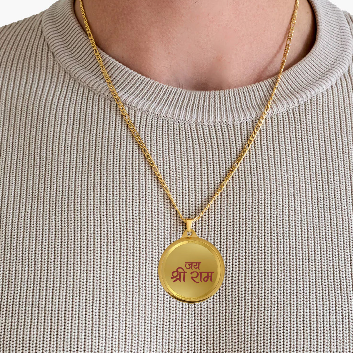 Diviniti 24K Gold Plated Ram Ji & Jai Shri Ram 22MM Double Sided Penda