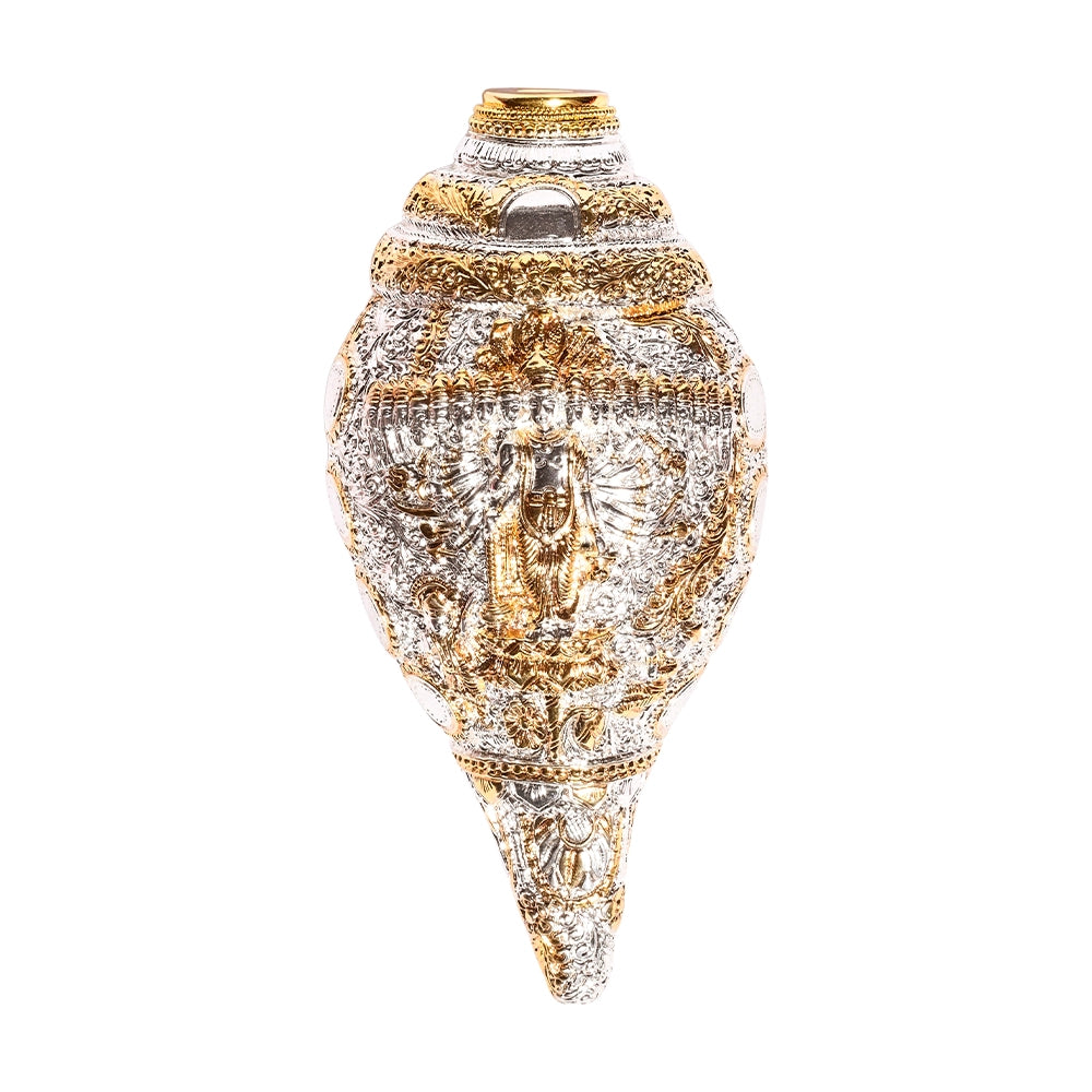 Divine 24K Gold & Silver Plated Embossed Shankh with Intricate God ...