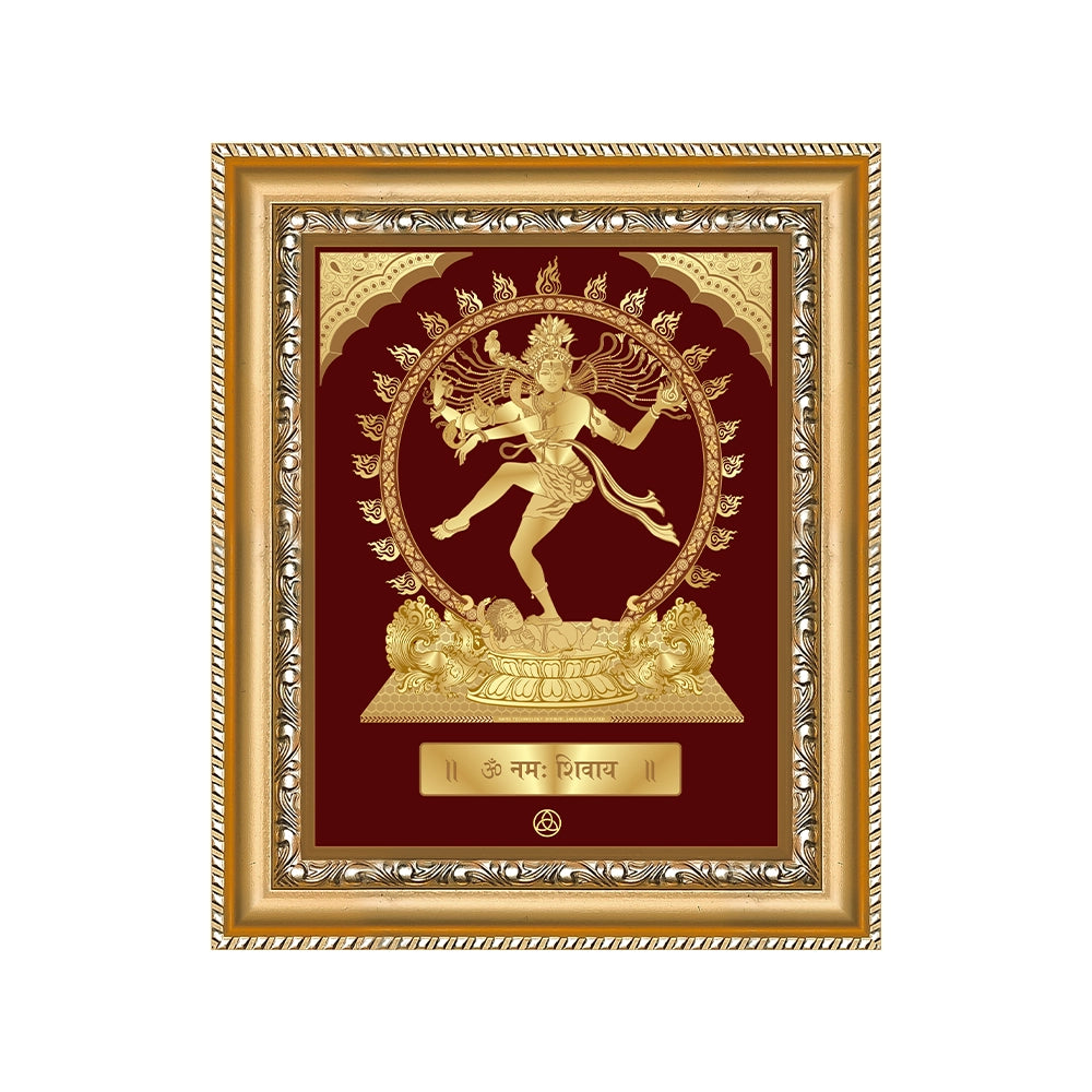 Natraj | Cosmic Dance of Lord Shiva Gold on Gold Wall Hanging Frame in ...