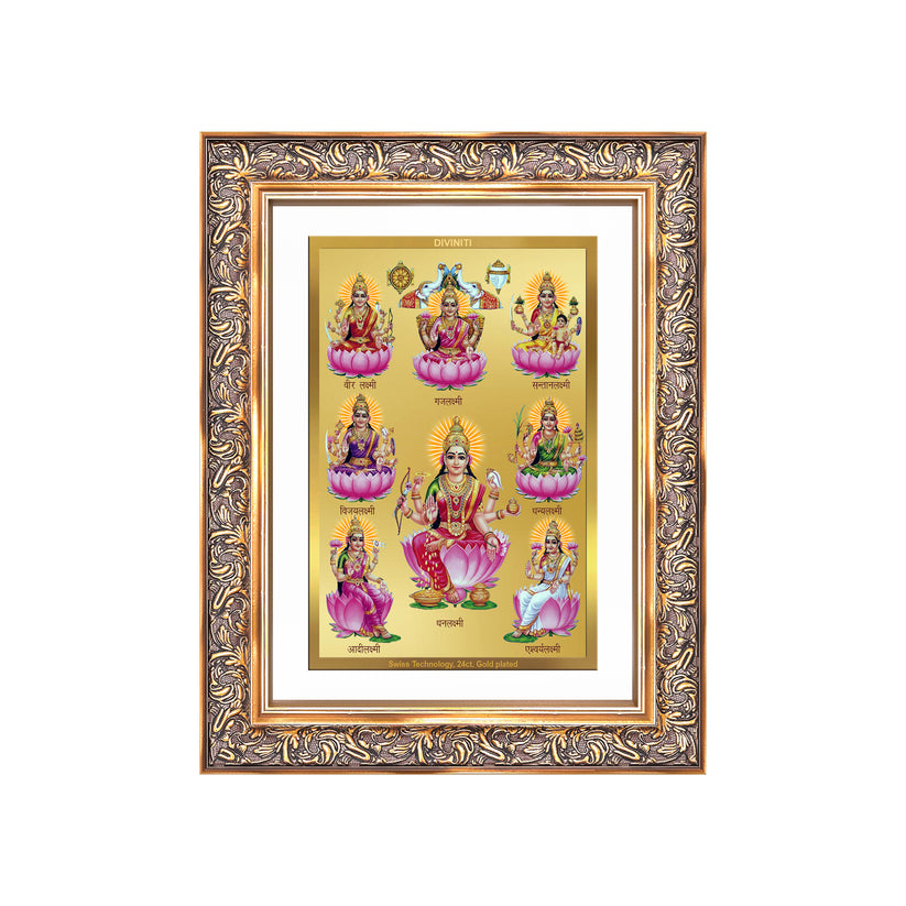 Diviniti 24K Gold Plated Ashtalakshmi Divine Wall Frame for Home Mandi ...