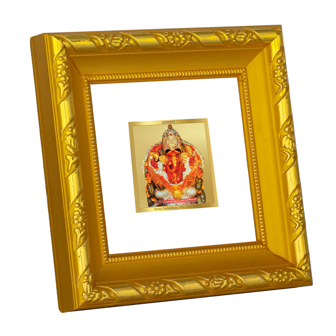 DIVINITI 24K Gold Plated Siddhivinayak Photo Frame For Decor, Puja, Ho