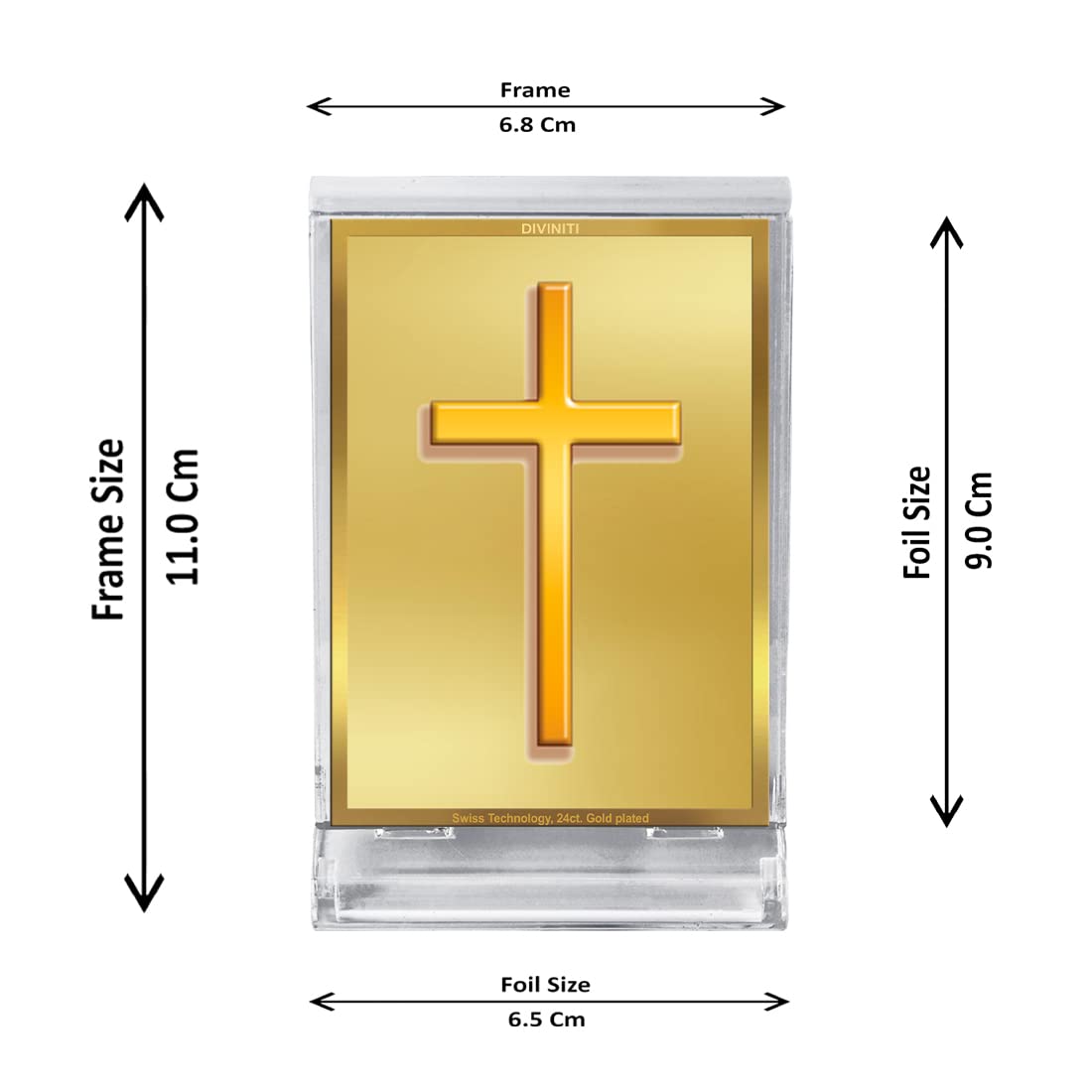 Diviniti Holy Cross God Idol Photo Frame for Car Dashboard, Table Deco