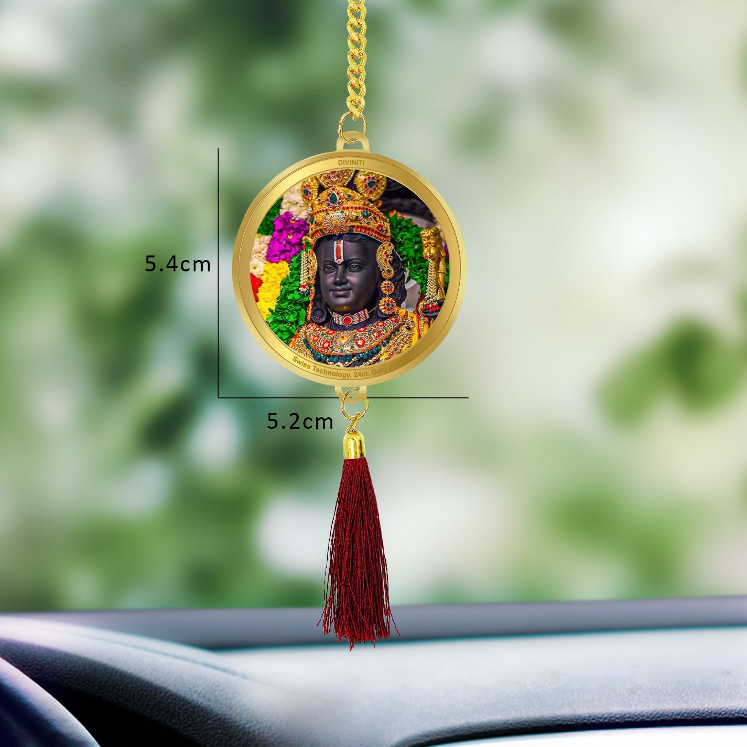 Diviniti 24K Gold Plated Double Sided Ram Lalla & Jai Shri Ram Car Dan