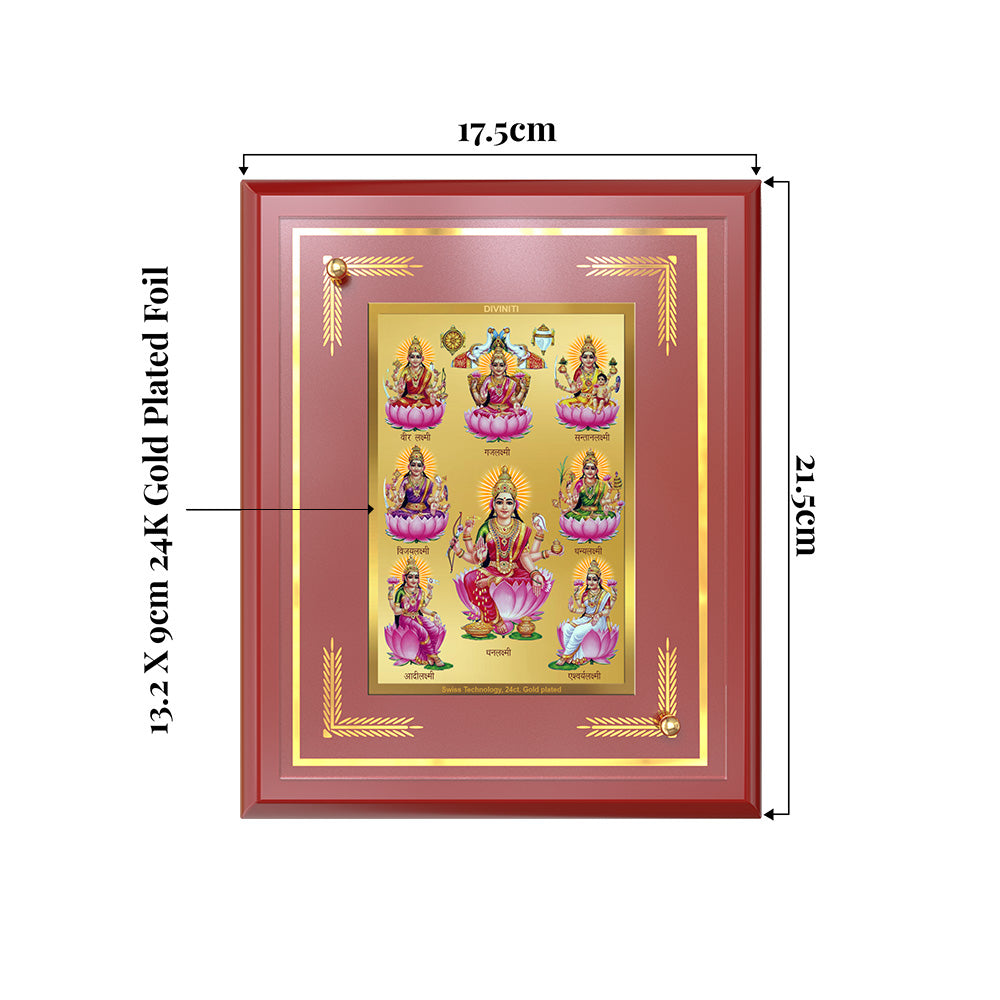 Ashtalakshmi | Lakshmi Devi Wall and Tabletop Photo Frame in 24K Gold ...