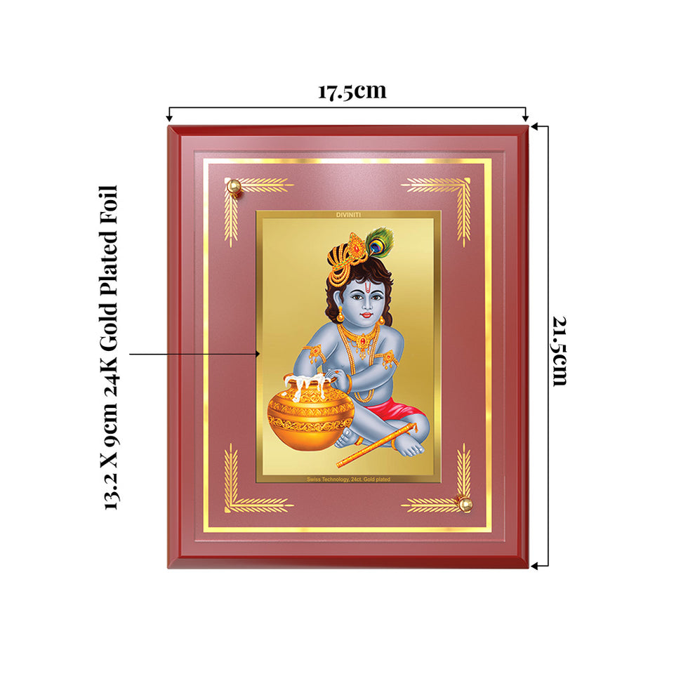 Makhan Gopal Photo Frame | 24K Gold Plated Krishna Decor – DIVINITI ...
