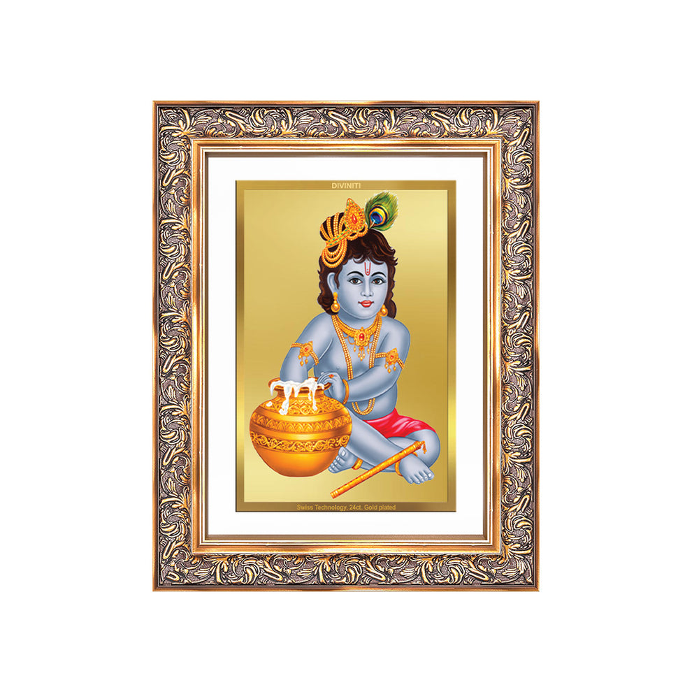 Devakinandana photo frame Baby Krishna in Gold plated foil – DIVINITI ...
