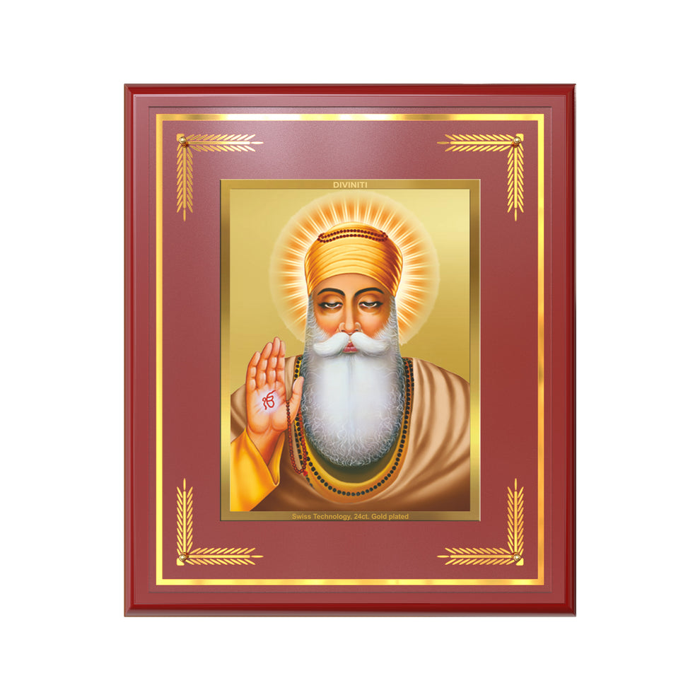 Guru Nanak Dev Ji | Divine Wall Mount Photo Frame in 24K Gold Plated F ...