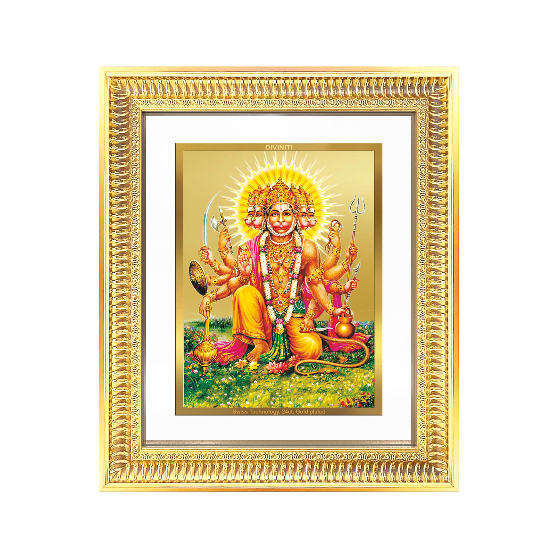 Panchmukhi Hanuman | Five-Faced Hanuman Wall Mount Photo Frame in 24K ...