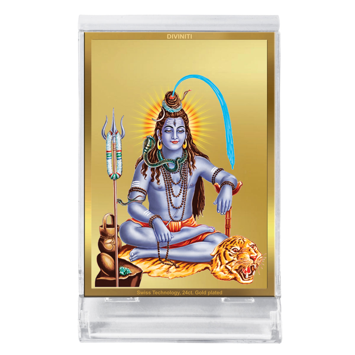 Diviniti 24K Gold Plated Lord Shiva Frame For Car Dashboard, Home Deco