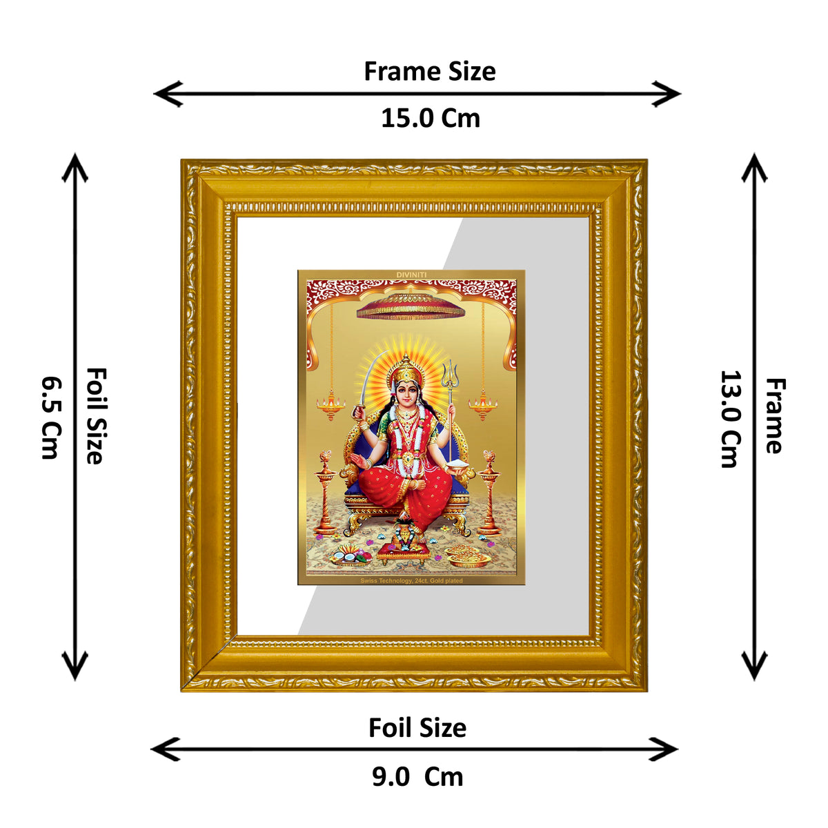 DIVINITI Santoshi Mata Gold Plated Wall Photo Frame| DG Frame 101 Size