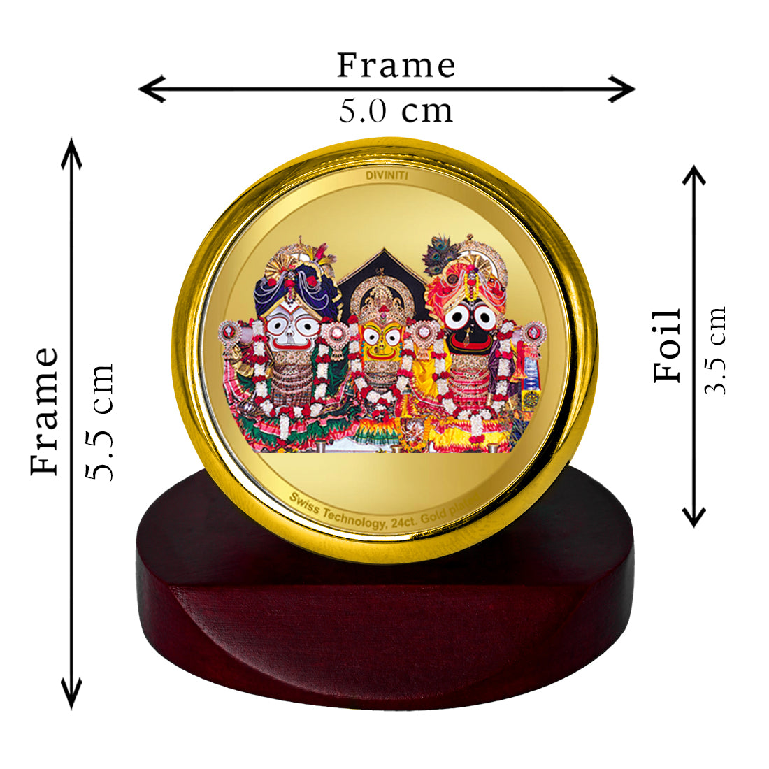 Diviniti 24K Gold Plated Lord Jagannath Frame For Car Dashboard, Home
