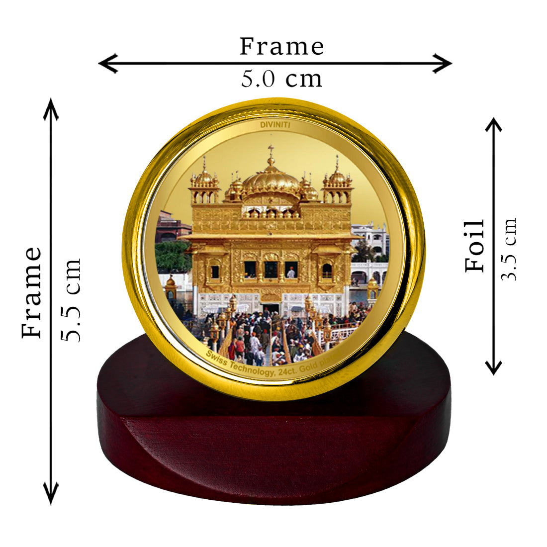 Diviniti 24K Gold Plated Golden Temple Frame For Car Dashboard, Home D