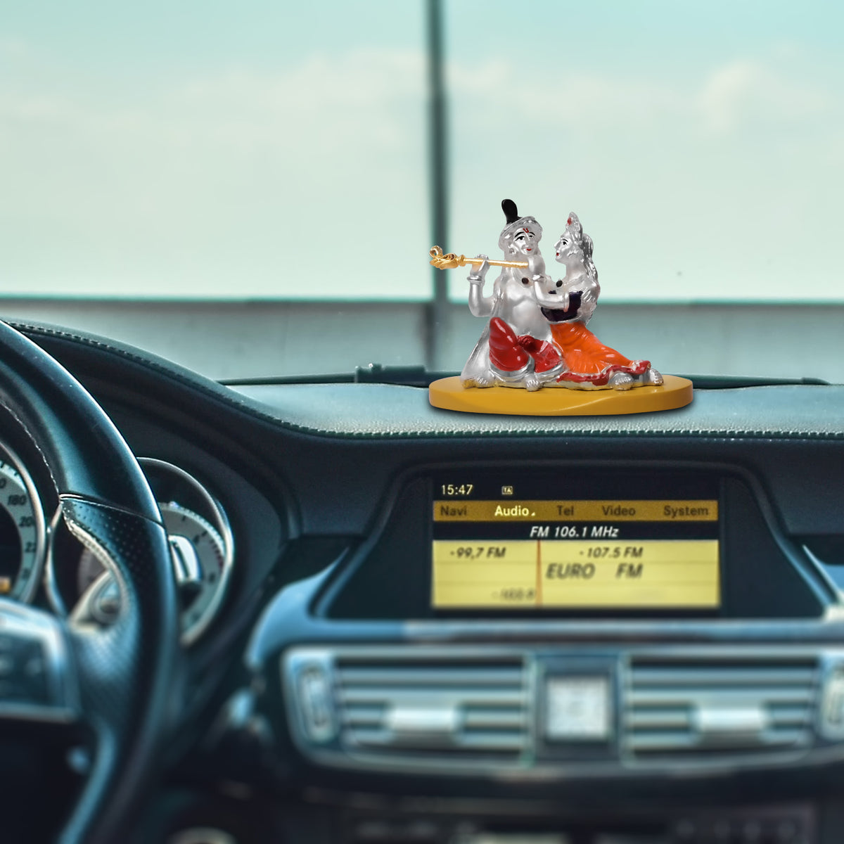 Diviniti Radha Krishna Idol | 999 Silver Plated Idol for Car Dashboard ...