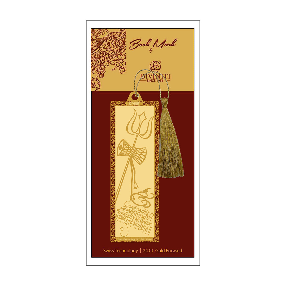 Diviniti 24K Gold Plated Bookmark with String | Design - Trishul | Siz